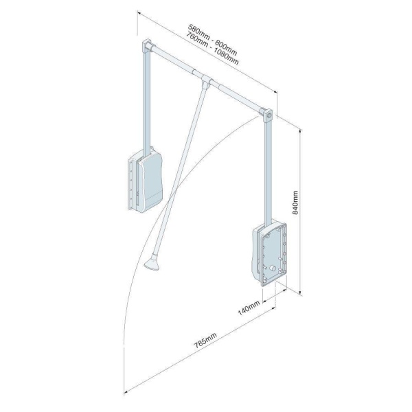 PULL-DOWN WARDROBE HANGING RAIL in 2 extendable sizes ECF WWPDHR1 ...