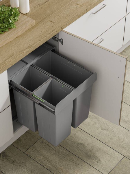 PULL-OUT WASTE BIN Base Mounted 68 litre capacity for minimum 600mm ...