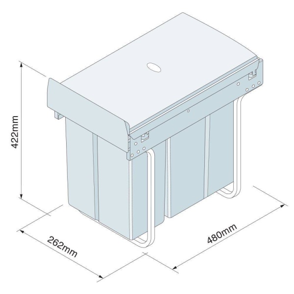 PULL-OUT WASTE BIN Base Mounted 30 litre capacity for minimum 300mm ...