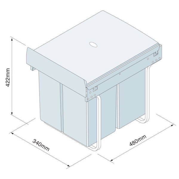 PULL-OUT WASTE BIN Base Mounted 40 litre capacity for minimum 400mm ...