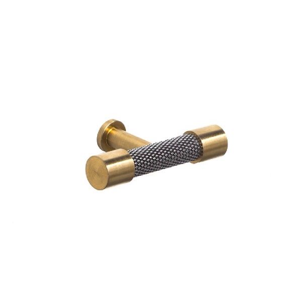 WALTON KNURLED T KNOB Cupboard Handle - 70mm long - PEWTER & SATIN ...
