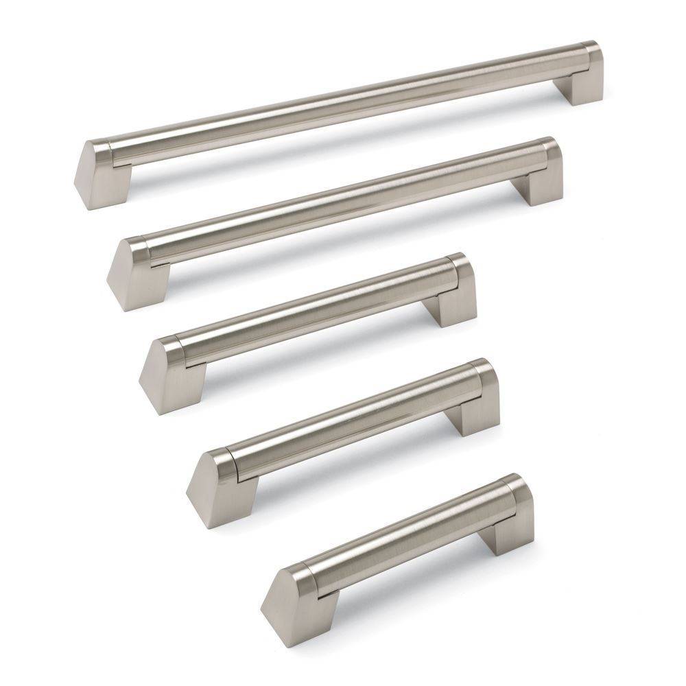 ANGLED BOSS Bar Cupboard Handle - 6 sizes - BRUSHED NICKEL finish ECF ...