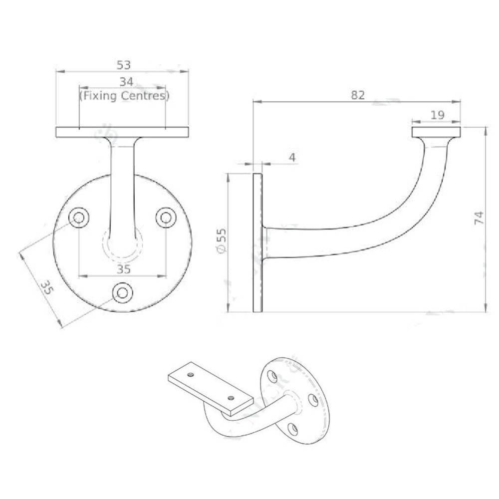 ARCHITECTURAL HANDRAIL BRACKET (Heavy Duty) - 8 finishes (AW750 ...