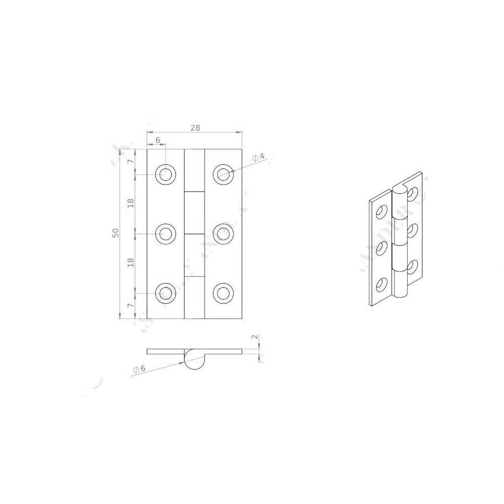 CABINET BUTT HINGE (Pair) - Heavy Pattern - 2 sizes - 8 finishes (AW064/AW075) - Handle Heaven