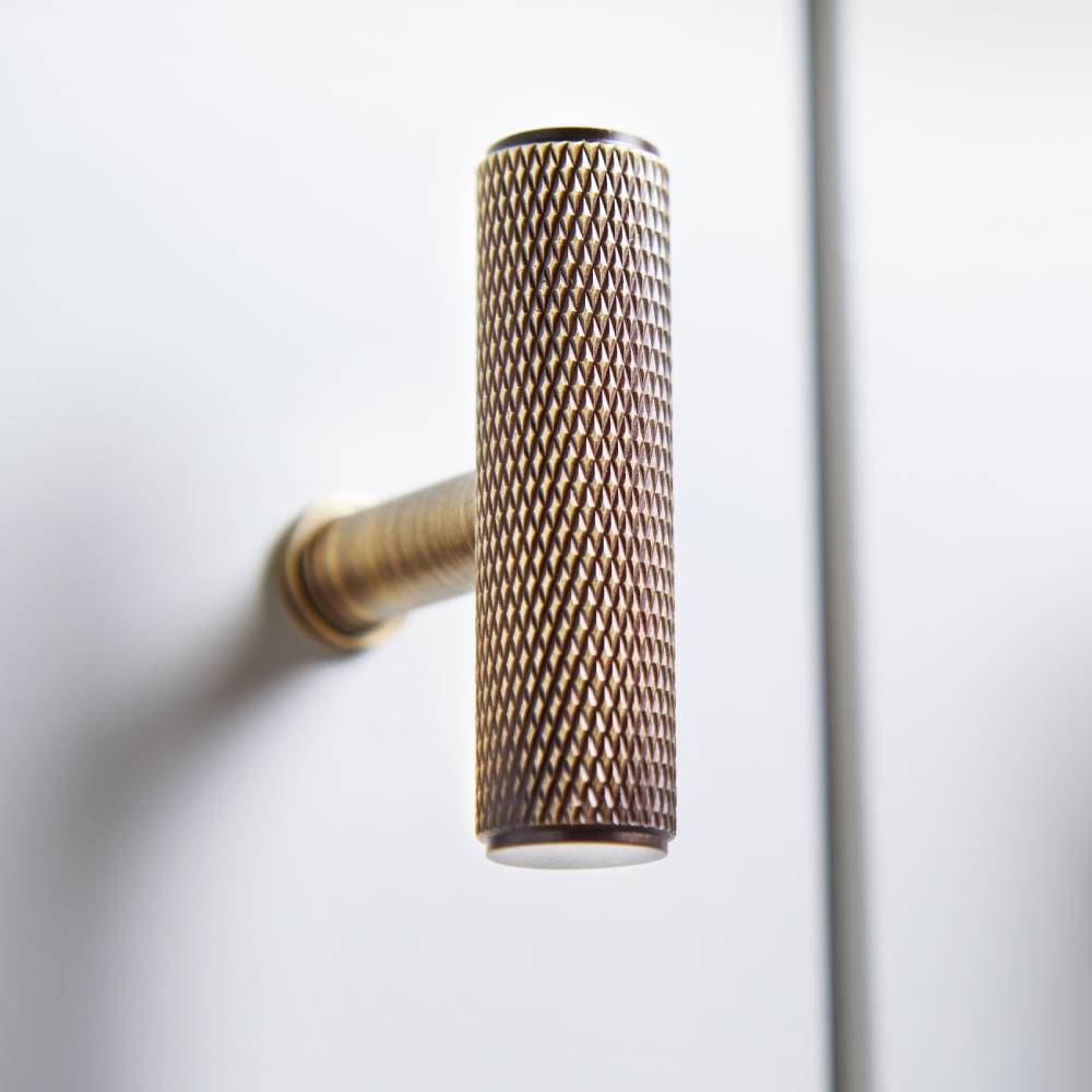 CRISPIN KNURLED T KNOB Cupboard Handle - 55mm long - 7 finishes (AW801) - Handle Heaven