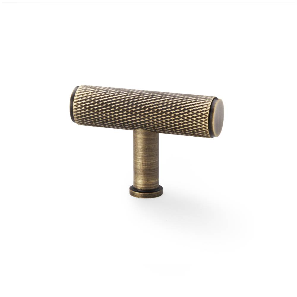 CRISPIN KNURLED T KNOB Cupboard Handle - 55mm long - 7 finishes (AW801) - Handle Heaven