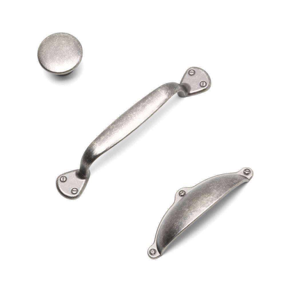 FINSBURY D Cupboard Handle - 96mm h/c size - PEWTER finish ECF FF12396 - Handle Heaven