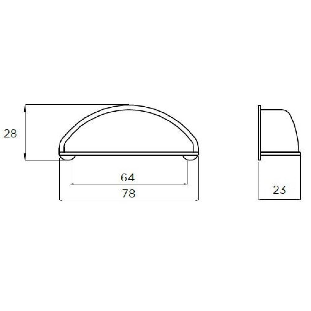 PORTLAND CUP Cupboard Handle - 64mm h/c size - BRUSHED STAINLESS STEEL ...