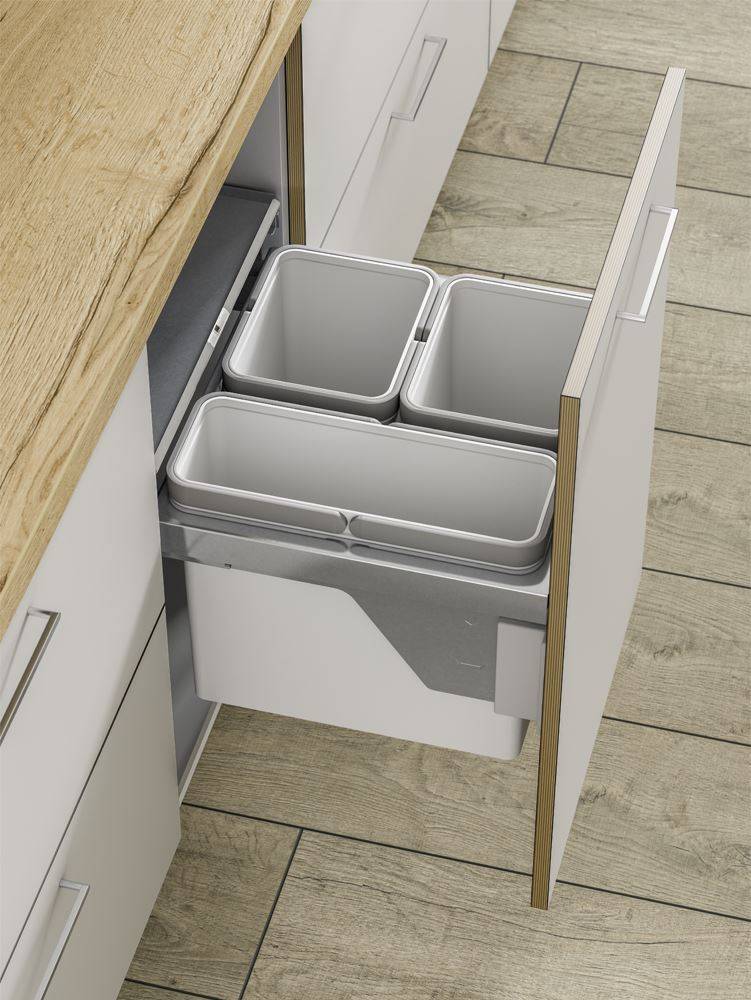 PULL-OUT WASTE BIN Side Mounted 45 litre capacity for 500mm wide ...