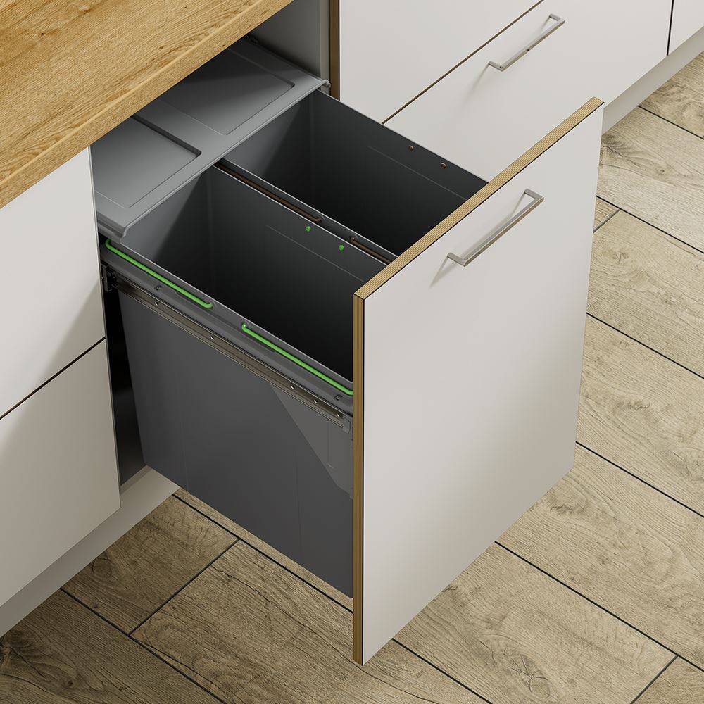 PULL-OUT WASTE BIN Side Mounted 68 litre capacity for minimum 500mm ...
