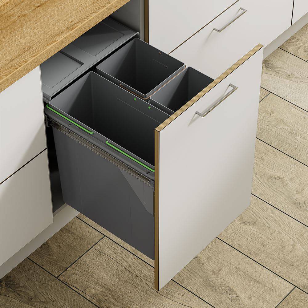 PULL-OUT WASTE BIN Side Mounted 68 litre capacity for minimum 500mm ...
