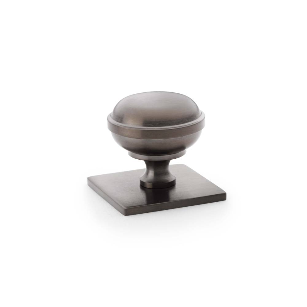 QUANTOCK ROUND KNOB on SQUARE BACKPLATE Cupboard Handle - 2 diameter ...
