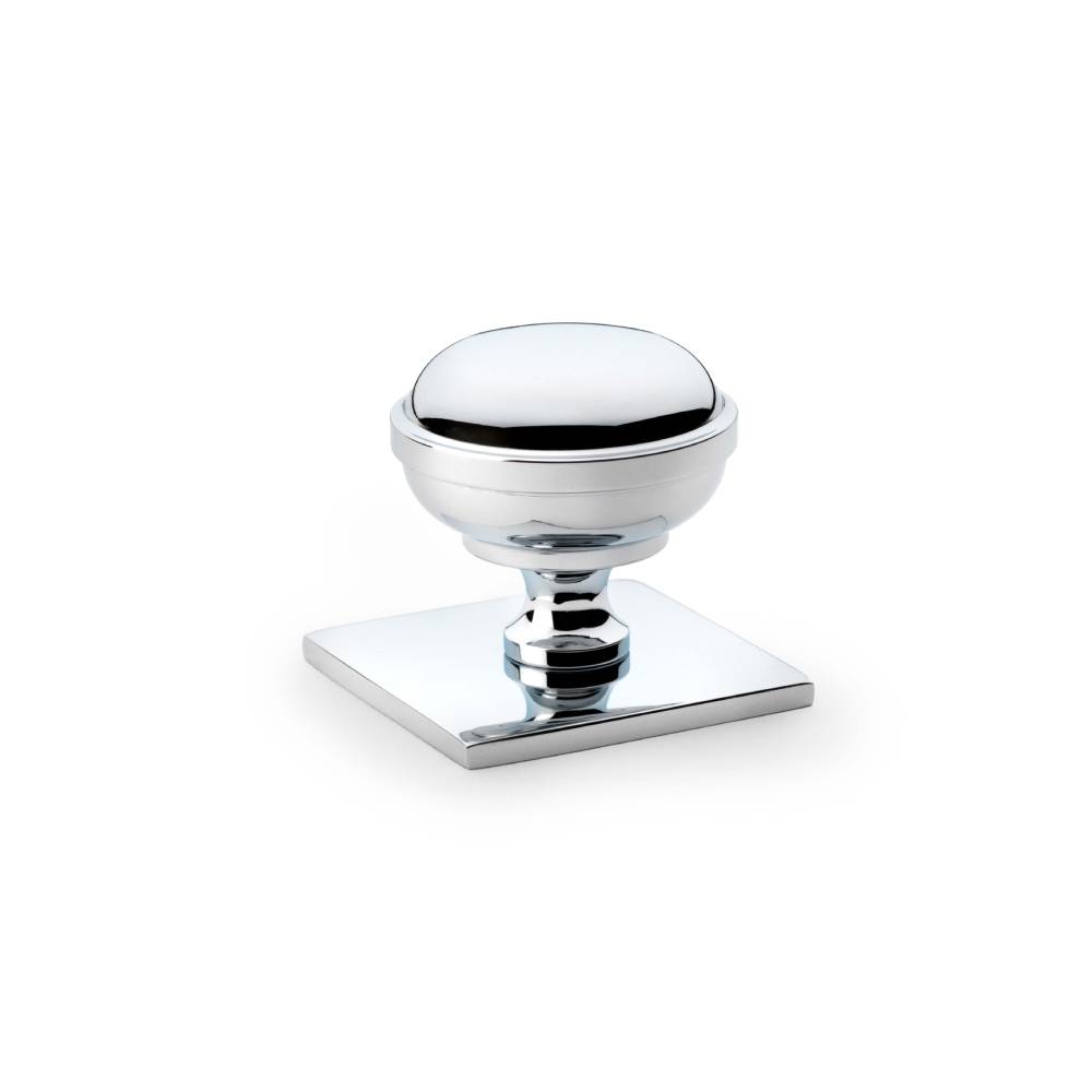 QUANTOCK ROUND KNOB on SQUARE BACKPLATE Cupboard Handle - 2 diameter ...