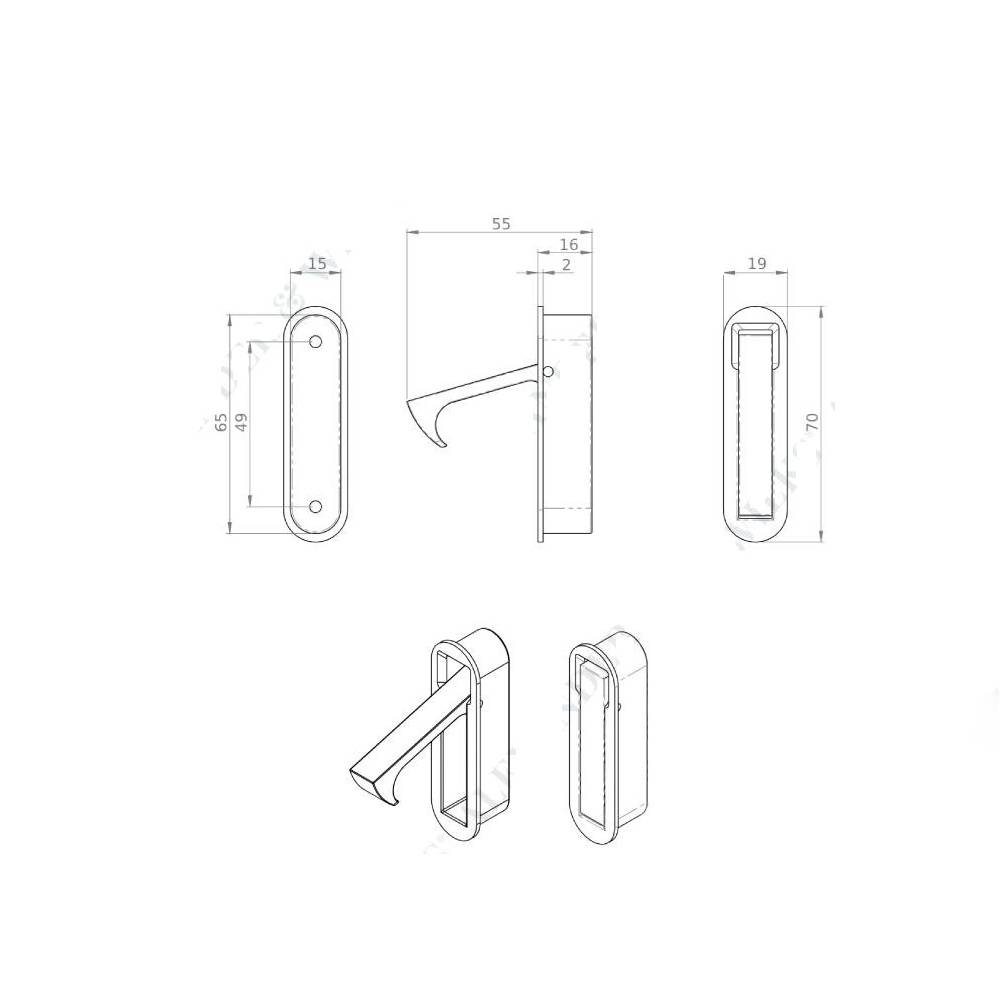 SLIDING DOOR EDGE RECESSED PULL Cupboard Handle - RADIUS PROFILE - 7 ...
