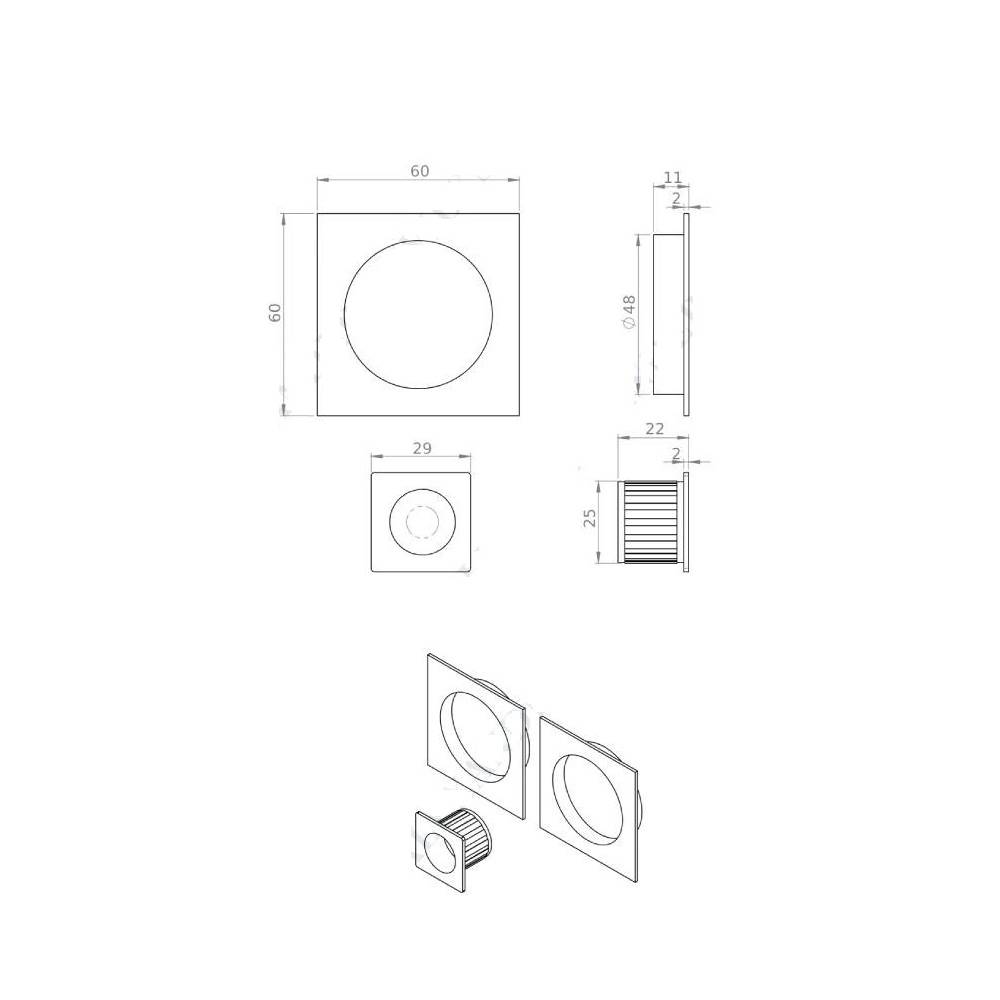 SQUARE SLIDING DOOR RECESSED PULL Cupboard Handle KIT - 7 finishes ...