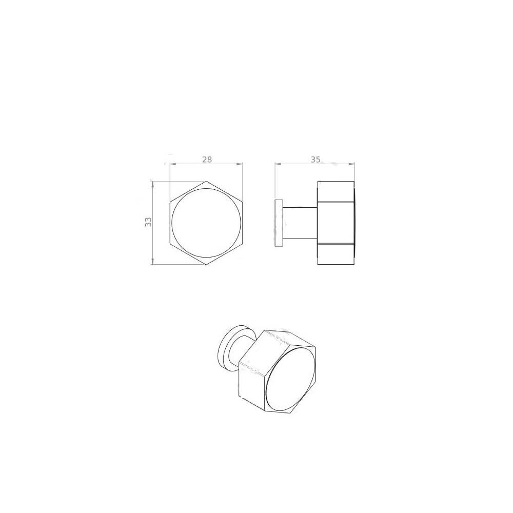 VESPER HEX KNOB Cupboard Handle - 2 diameter sizes - 7 finishes (AW828 ...