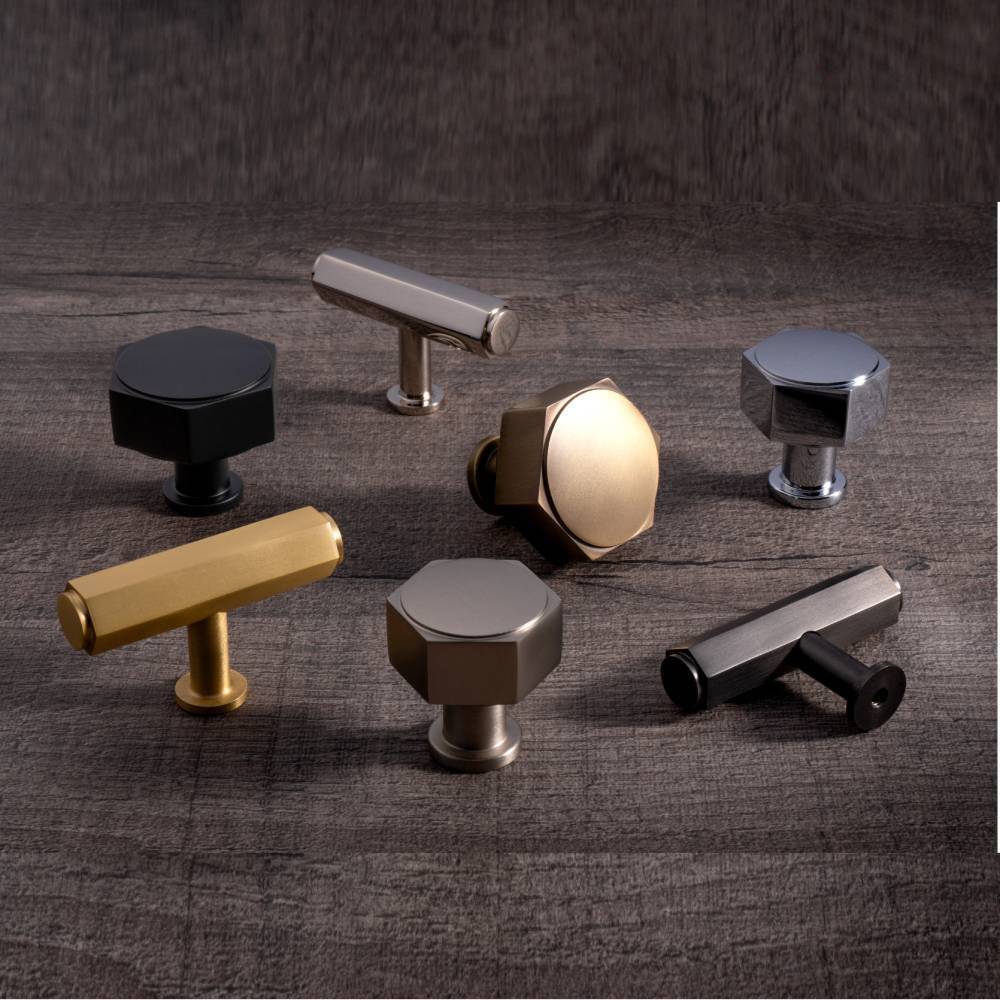 VESPER HEX KNOB Cupboard Handle - 2 diameter sizes - 7 finishes (AW828) - Handle Heaven