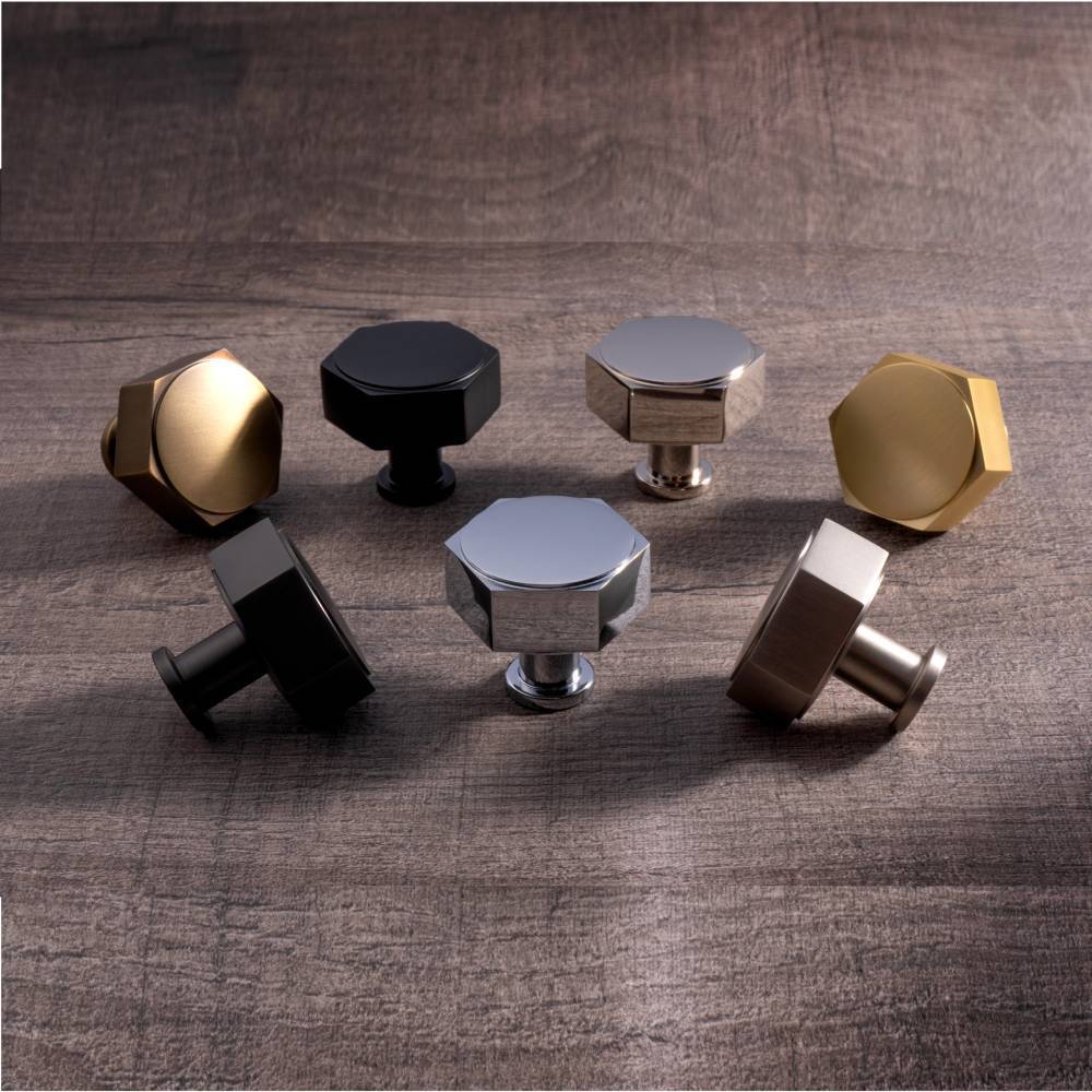 VESPER HEX KNOB Cupboard Handle - 2 diameter sizes - 7 finishes (AW828) - Handle Heaven